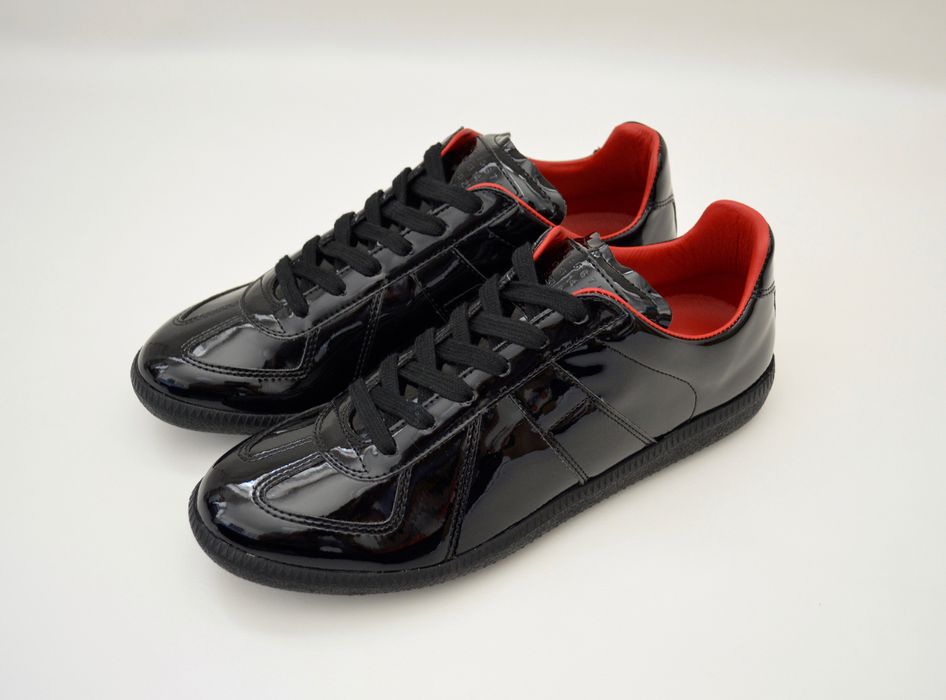 Maison Margiela A/W 19 Black Patent Leather GAT Sneakers | Grailed