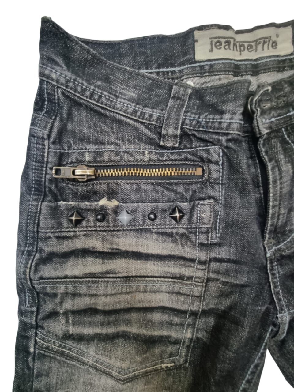 Distressed Denim × Vintage John Perrier Front Zipper Rare Design | Grailed