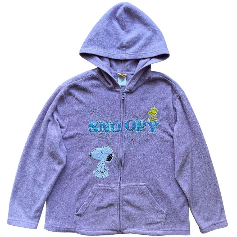 Peanuts Snoopy & Woodstock Vintage Y2K Lilac Patched Peanuts Fleece ...