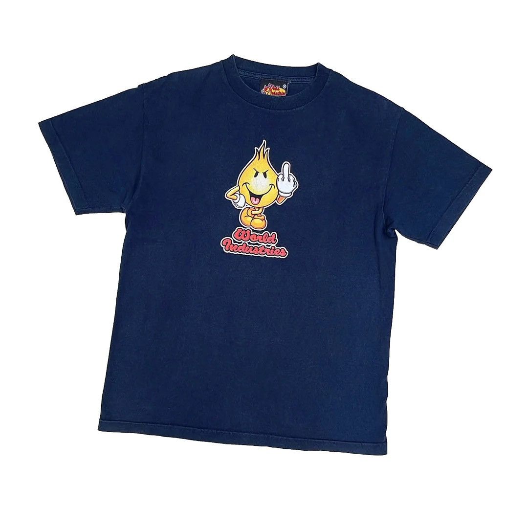 Vintage World Industries 90s Vtg Skateboard Flameboy Middle Finger T ...