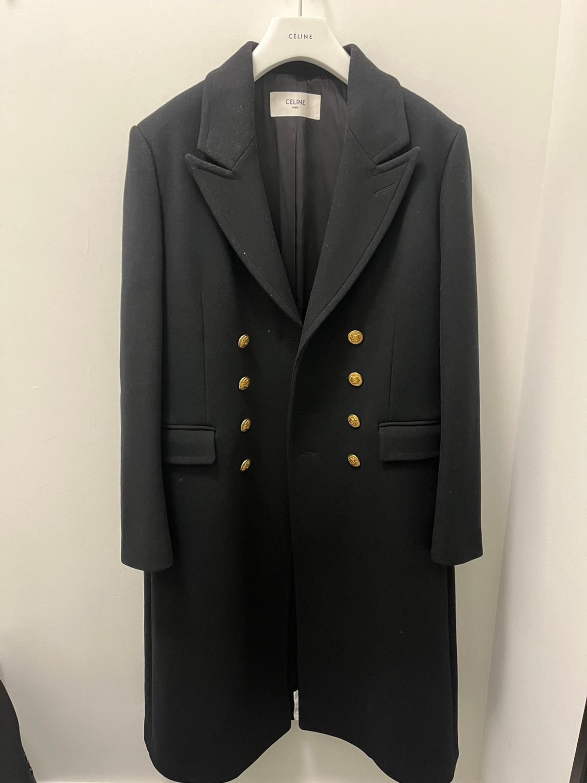 Celine Long Coat in Black Color with golden Button | Grailed