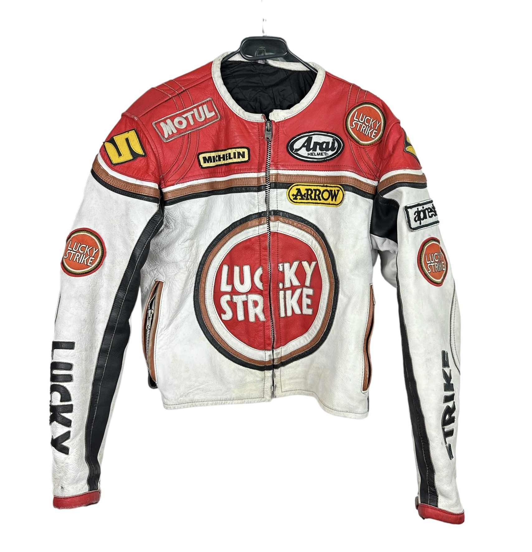 Vintage Vintage Lucky Strike Racing Motorbike Genuine Leather Jacket ...
