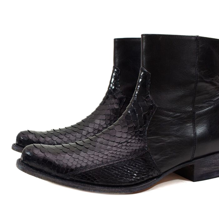 Rare SENDRA 5701 Python Leather Cowboy Western Zip Boot Black | Grailed