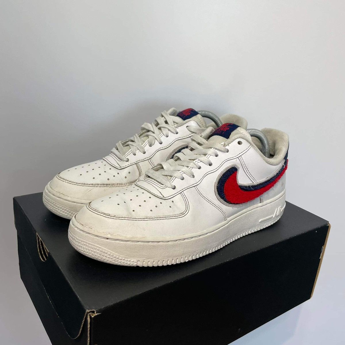 Nike × Streetwear Nike Air Force 1 af1 white with material swoosh | Grailed