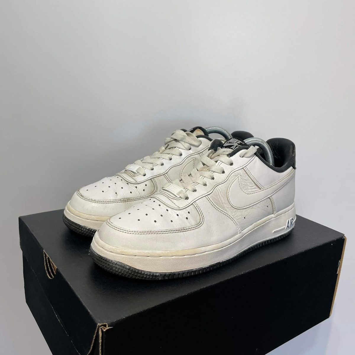 Nike × Streetwear White Nike Air Force 1 af1 with black fragments | Grailed