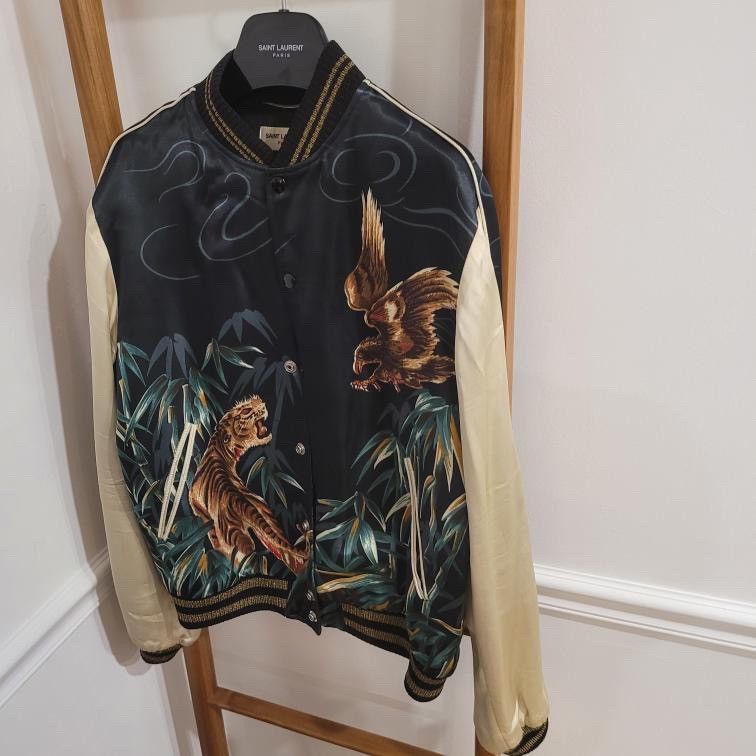 Saint Laurent Paris SLP Embroidered Varsity Jacket | Grailed