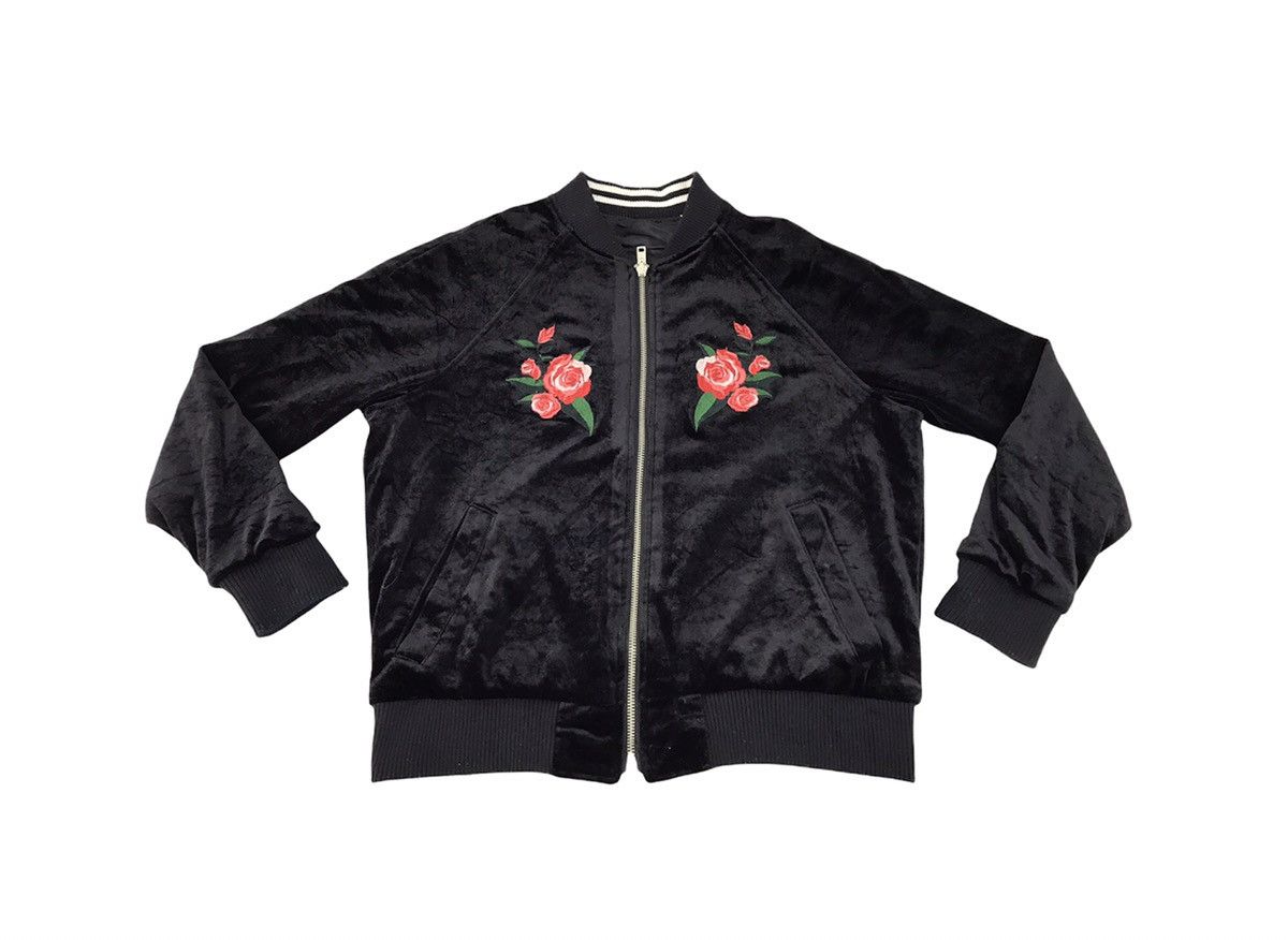 Streetwear × Vintage Hype Japanese Brand Bomber Big Rose Embroidery ...