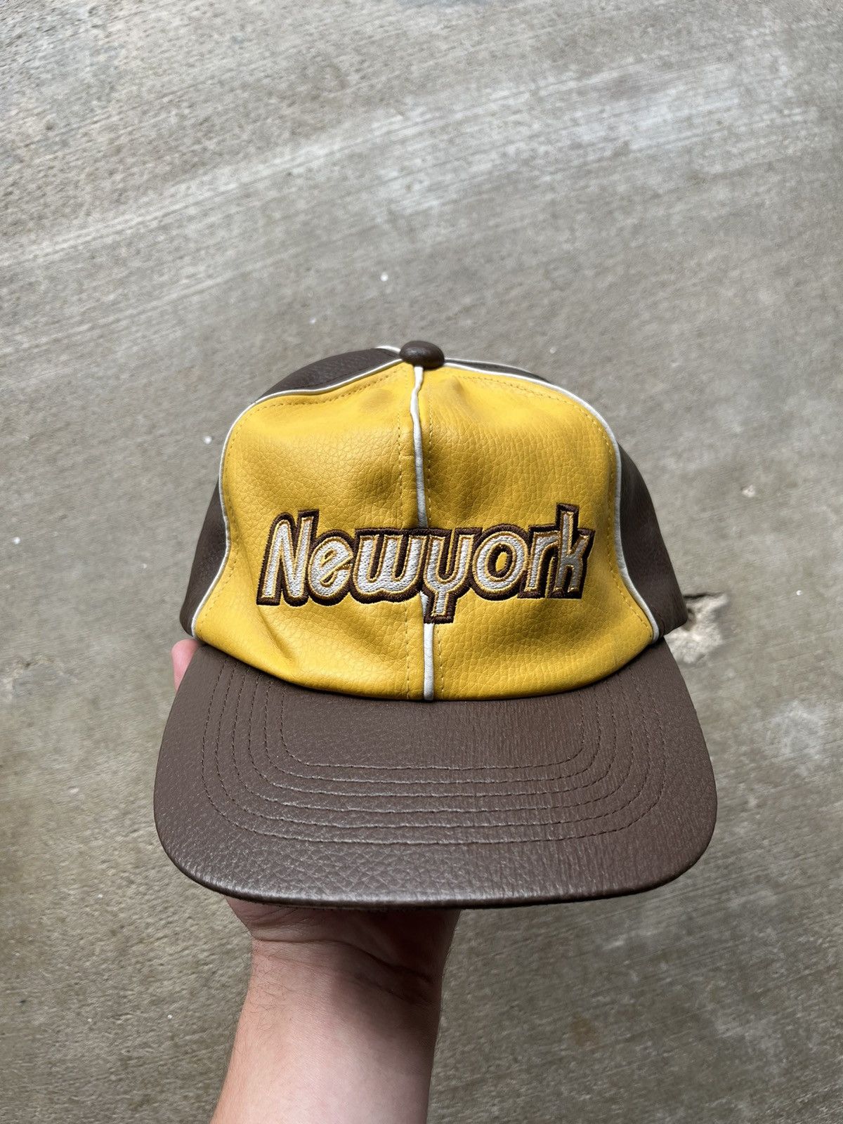 Vintage Vintage Y2K New York Leather Fitted Hat | Grailed