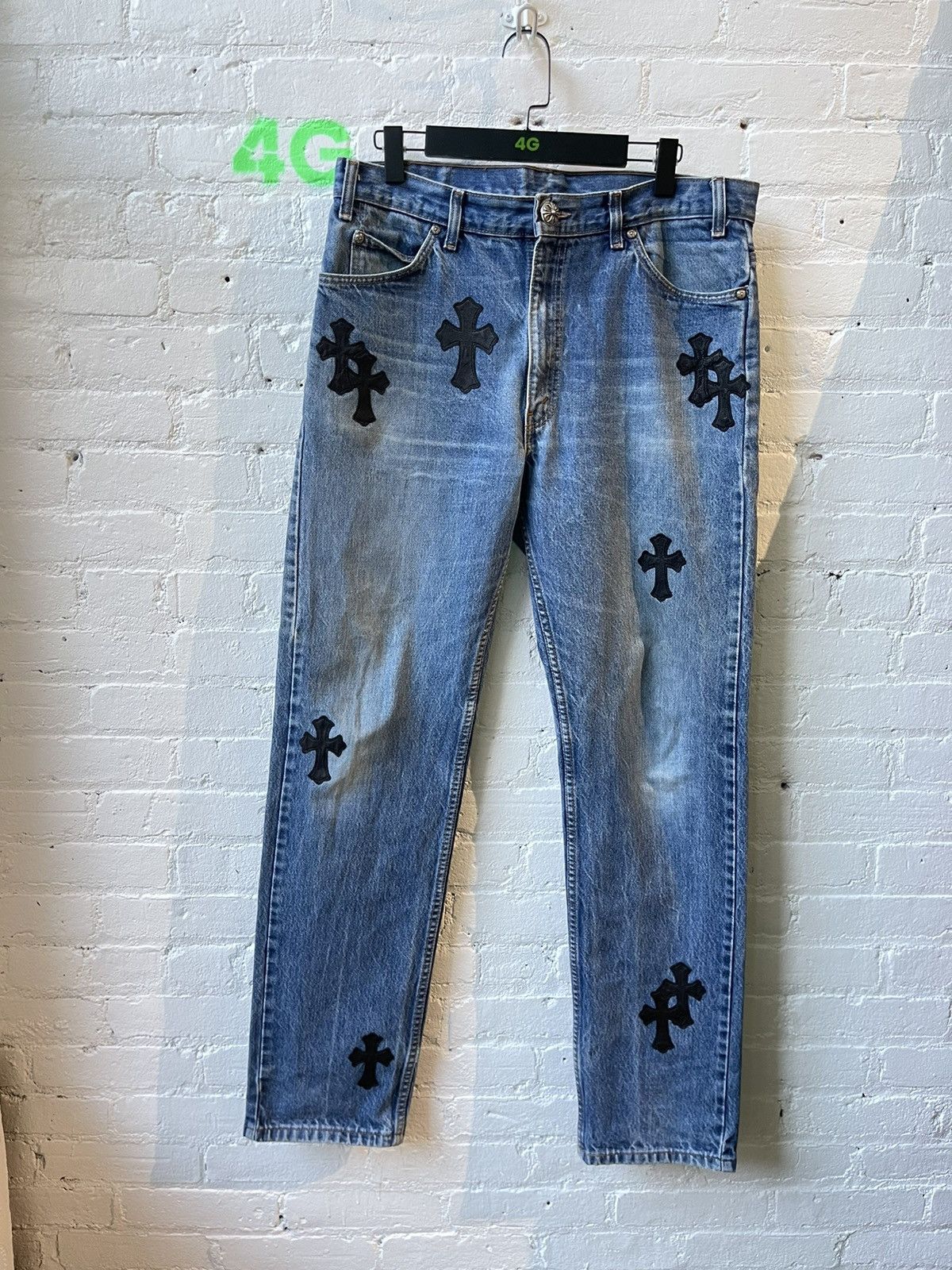 Chrome Hearts × Levi's Chrome Hearts Levi Cross Patch Jeans Sz 34 ...