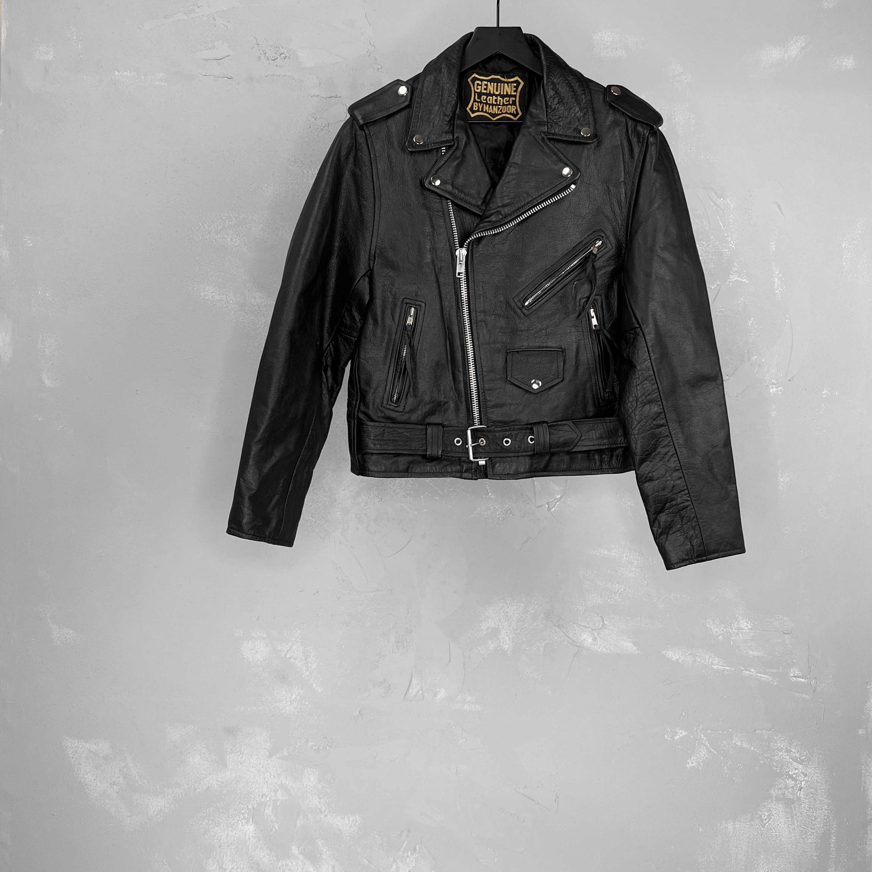 Vintage Vintage Manzoor Black Leather Biker Jacket | Grailed