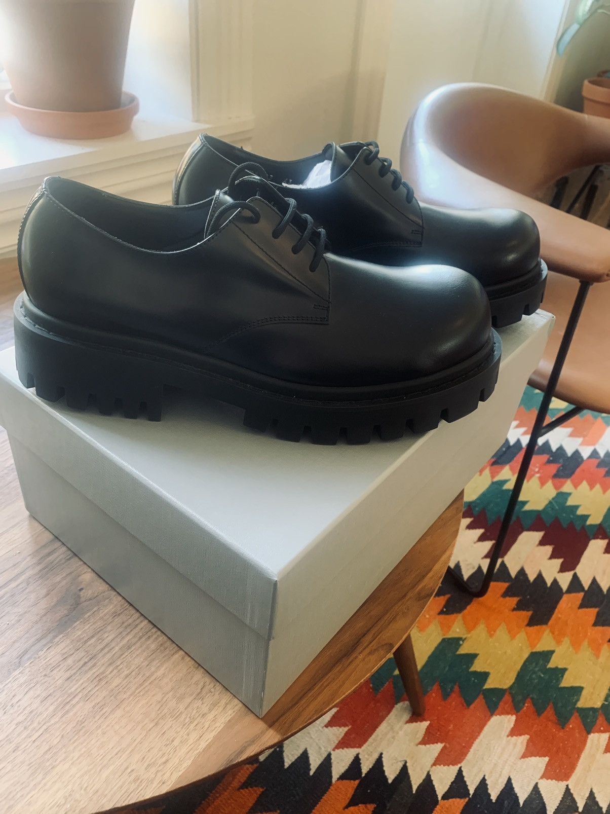 Balenciaga Balenciaga, Sergent leather derby shoes | Grailed