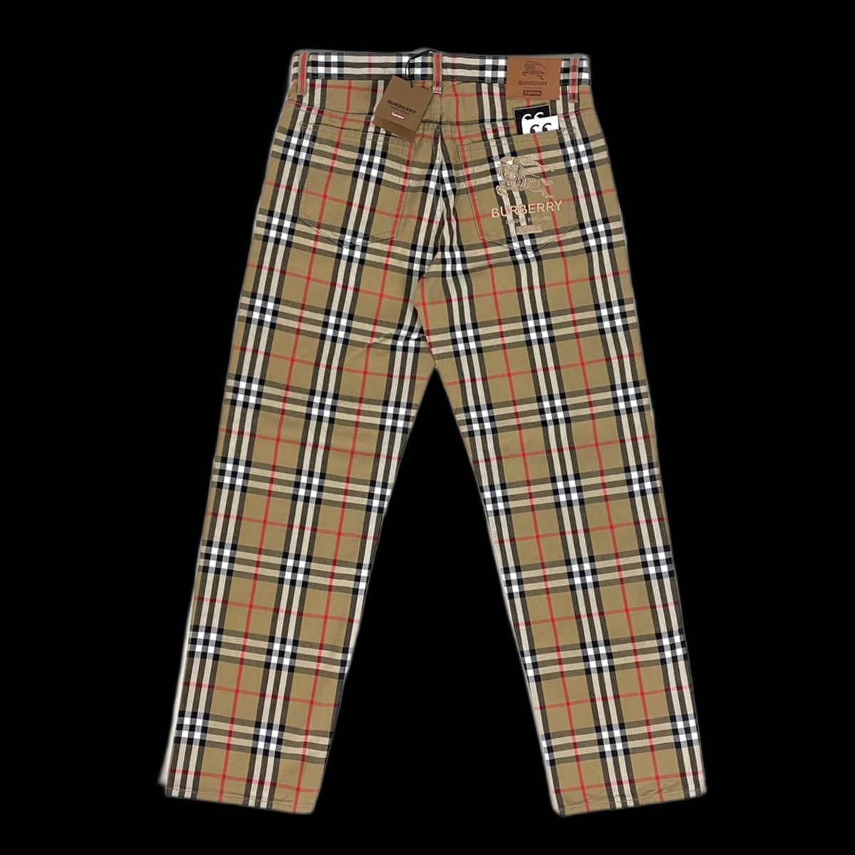 Supreme supreme burberry check plaid skate denim jeans 2022 box logo ...