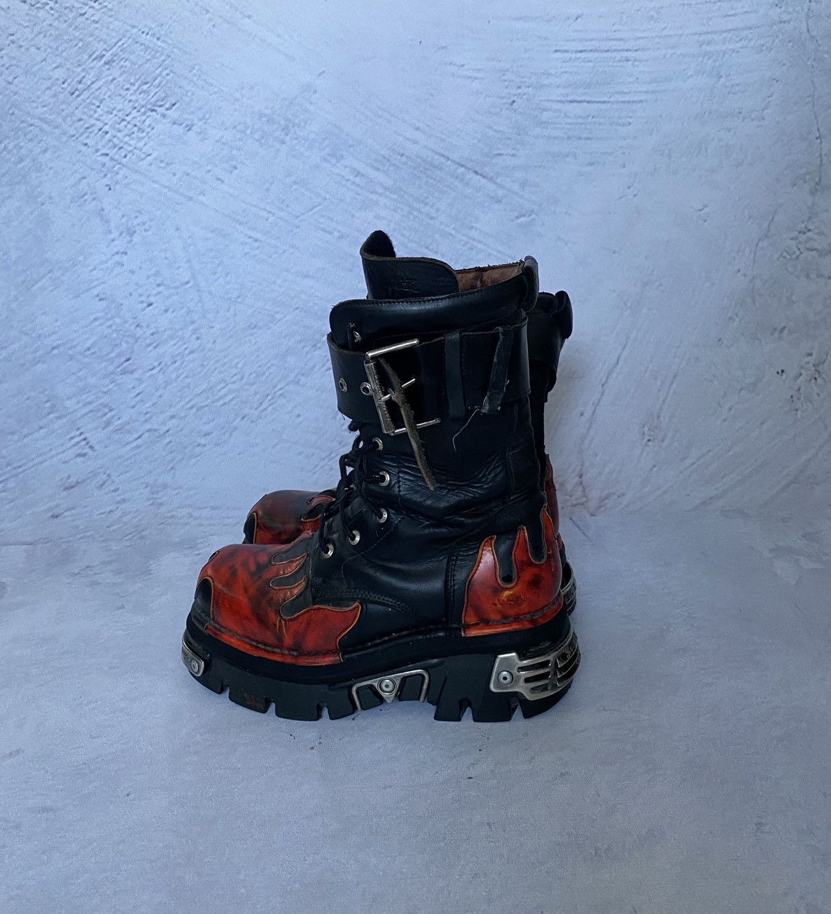 Avant Garde × New Rock × Vintage Vintage New Rock Flame Leather boots ...