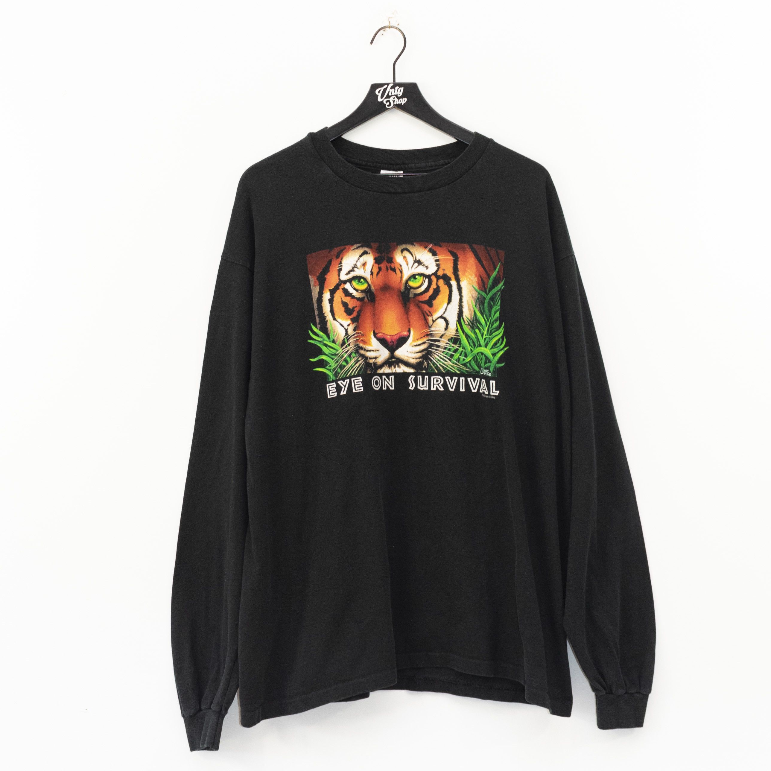 Vintage 1993 Human-I-Tees Eye On Survival Tiger Long Sleeve T-Shirt ...