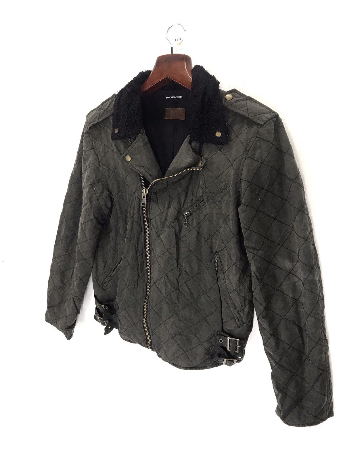 Seditionaries Jack rose double collar quilted fur neck punk jacket ...