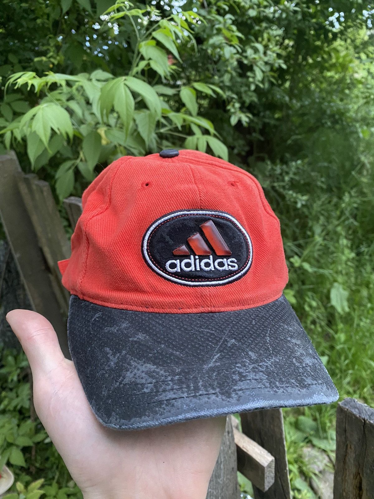Adidas Red adidas hat cap big central logo 90’s vintage retro | Grailed