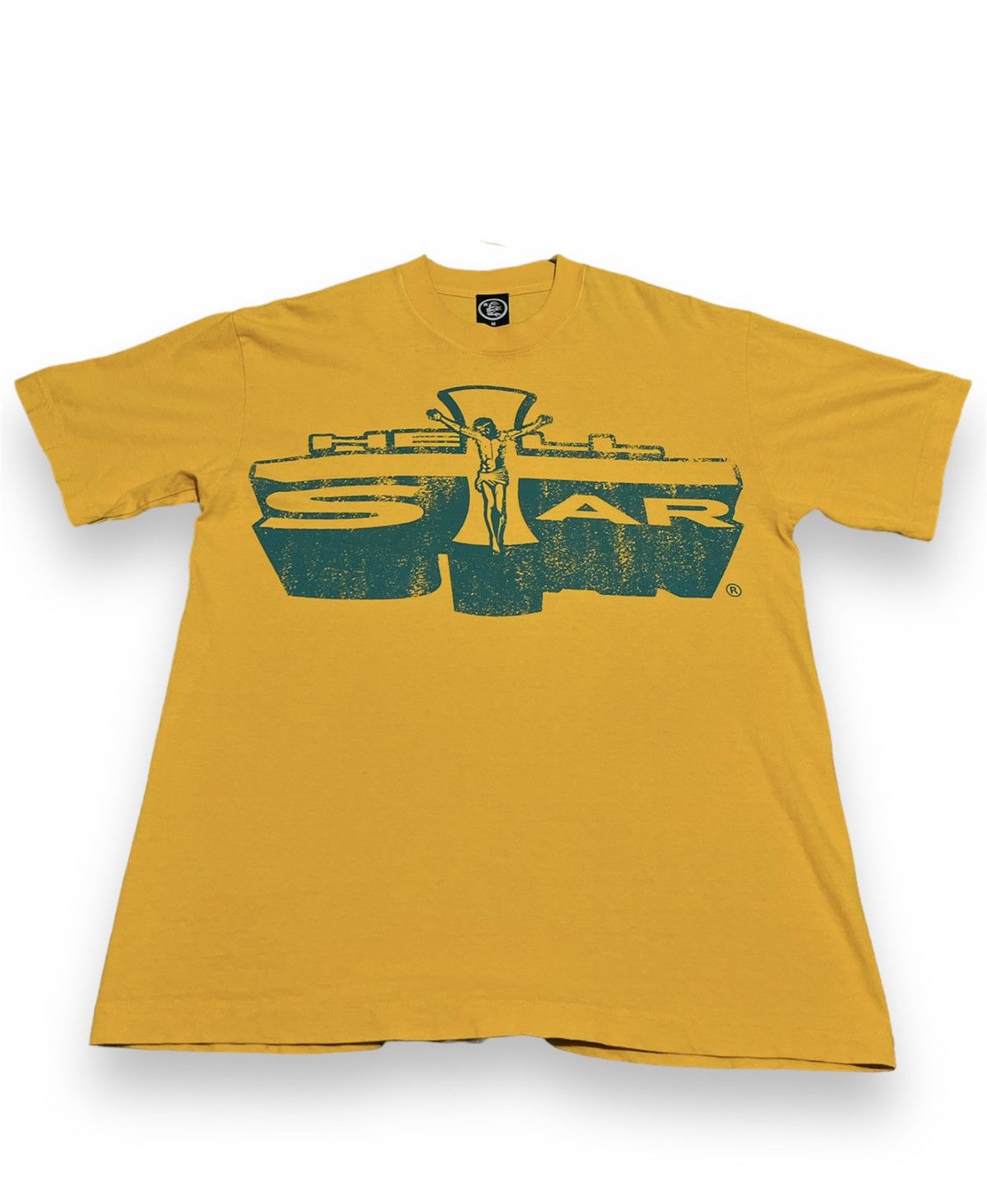 Vintage Hellstar Jesus Shirt Capsule 8 9 Cross Flame Green Yellow | Grailed