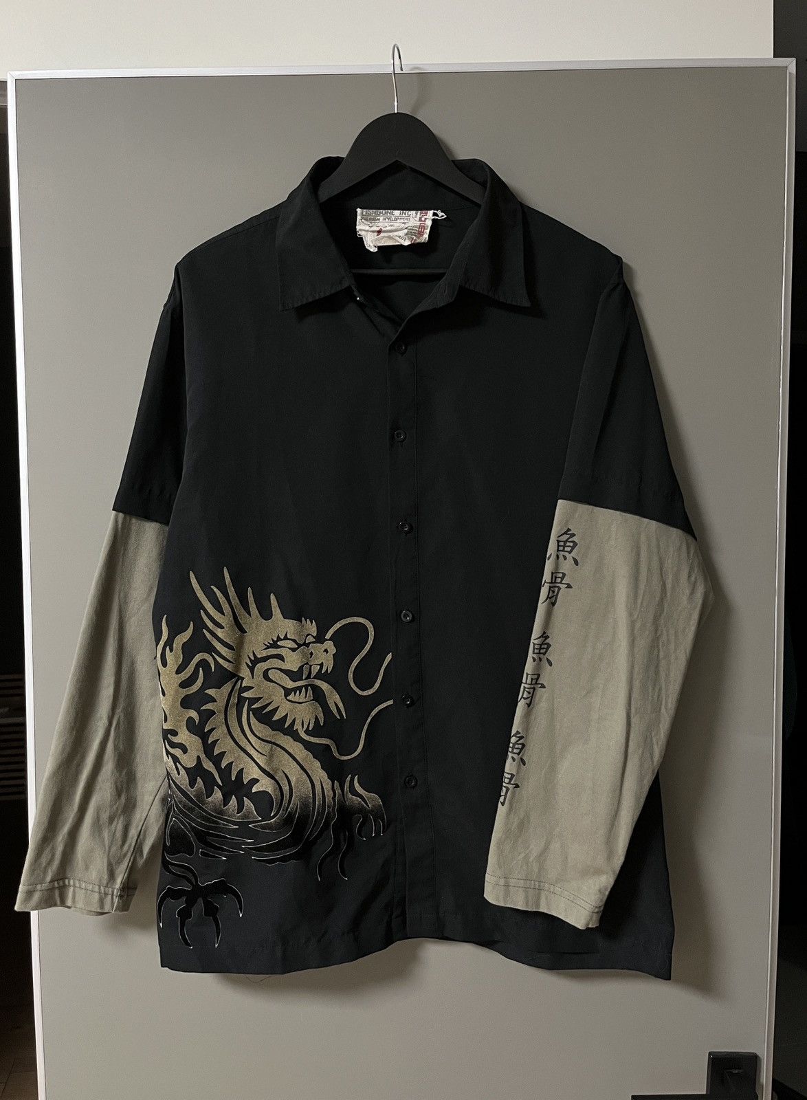 Japanese Brand Fishbone Japanese Style Avant Garde Long Sleeve Dragon ...