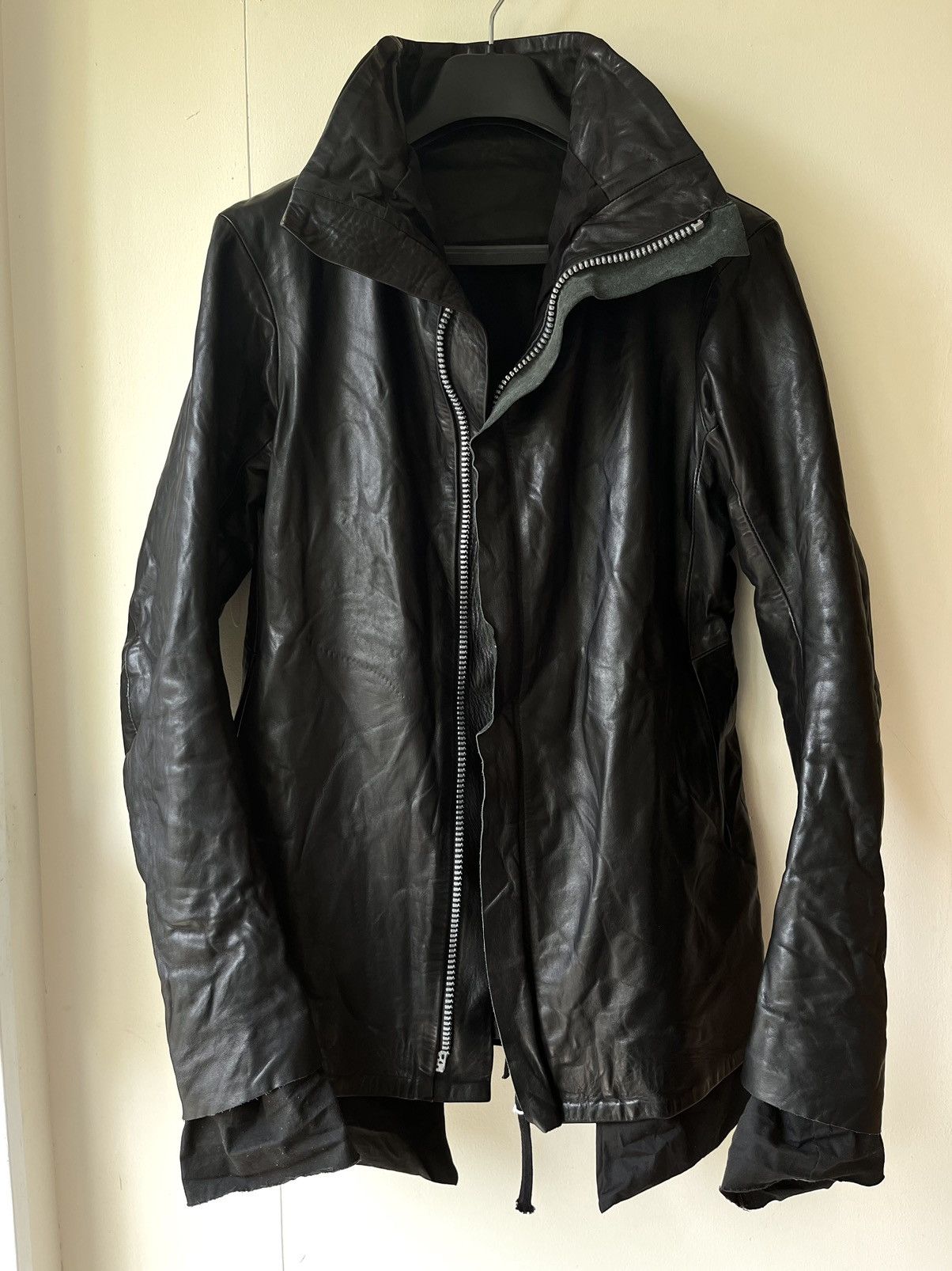 Boris Bidjan Saberi Boris Bidjan Saberi J1 leather jacket oiled crushed ...