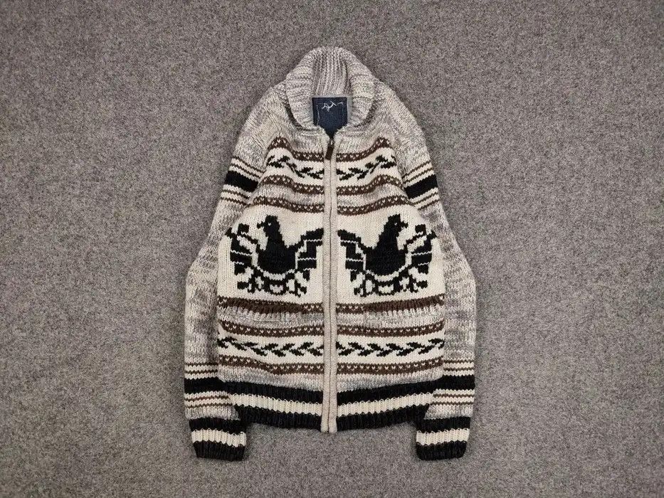 Japanese Brand Vintage 90's Cable Knit Wool Animal Pattern Cowichan ...