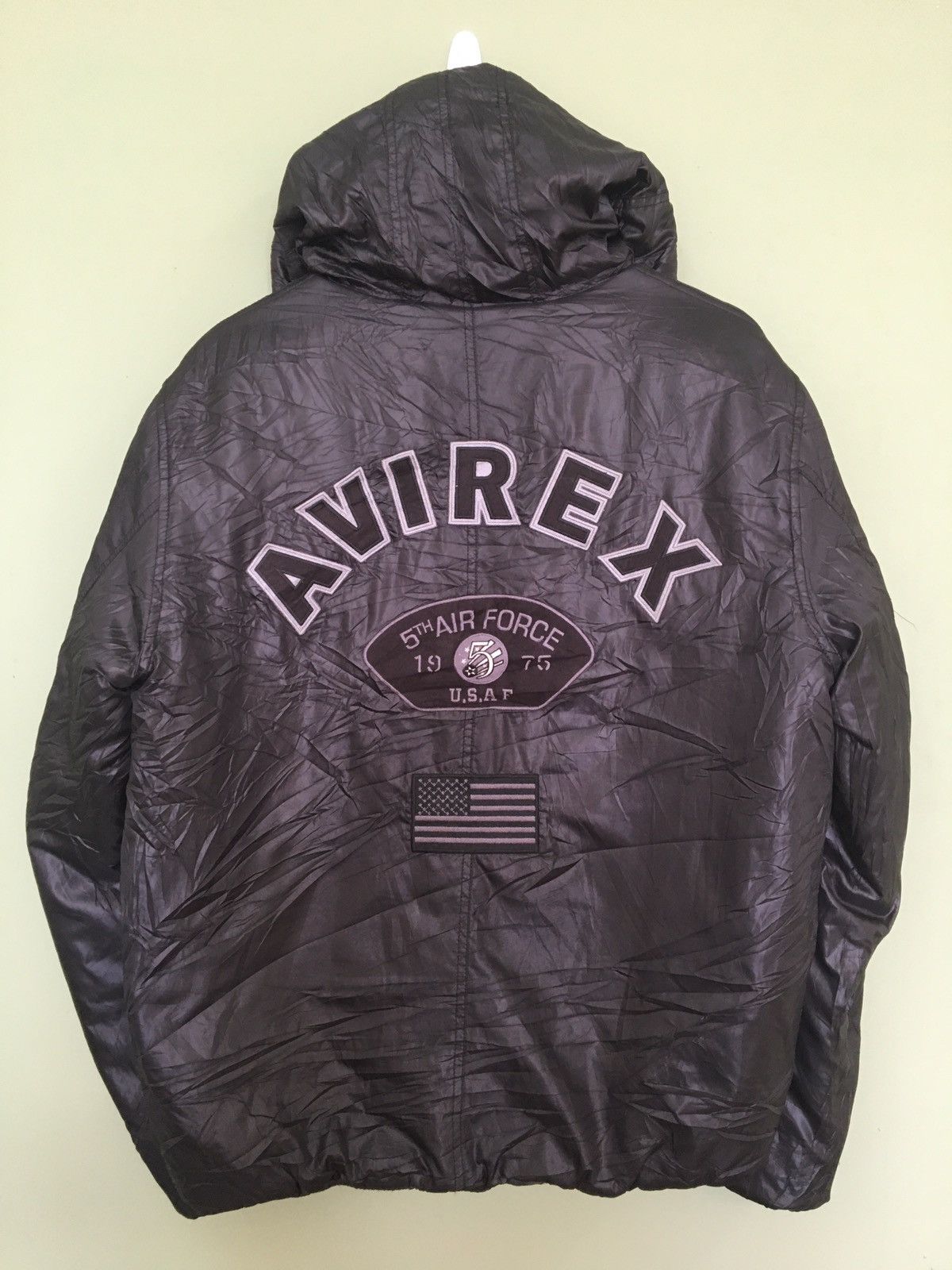 Avirex AVIREX - PUFFER SPELLOUT BIG LOGO PUFFER BOMBER JACKET | Grailed