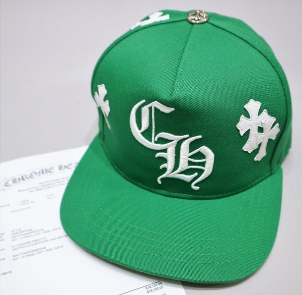 Chrome Hearts Chrome Hearts Green Baseball Cap Cross Leather Patches ...