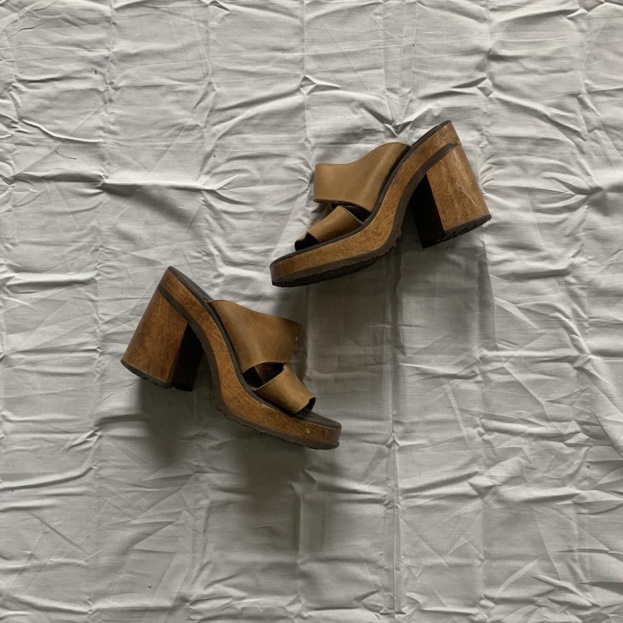 Designer × Vintage Vintage Candies real wood platform heel mules | Grailed