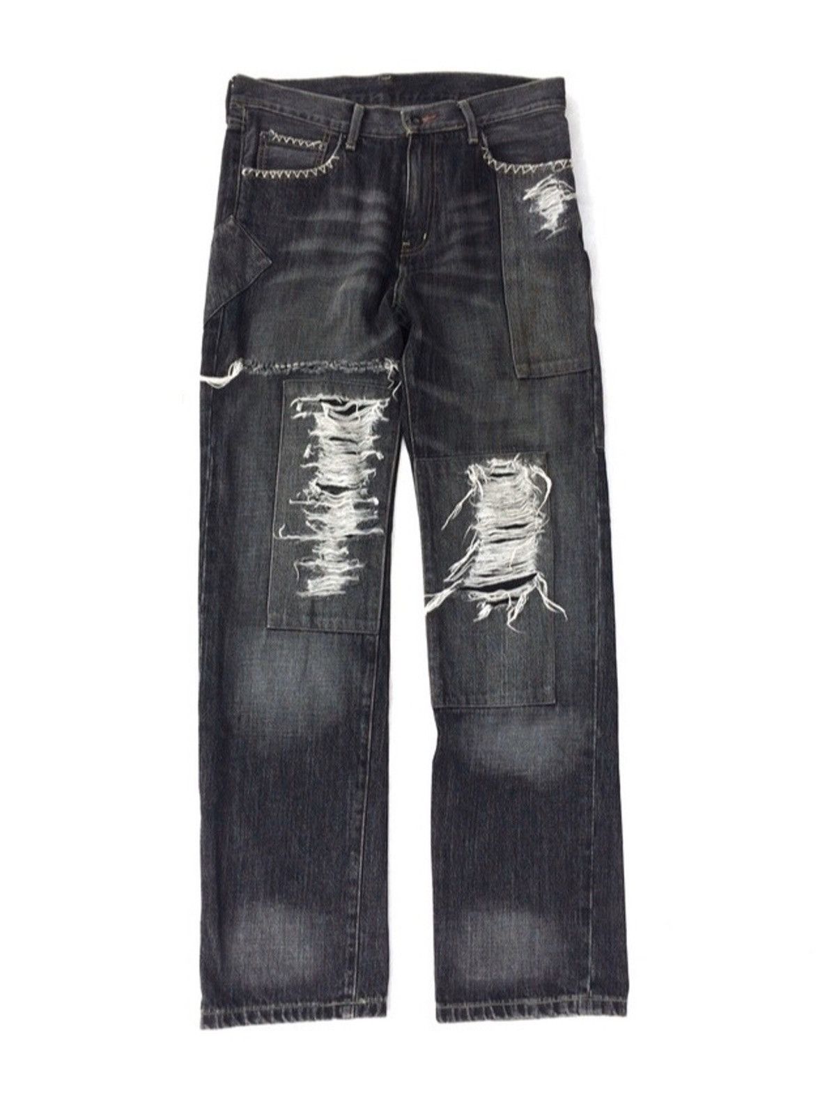 Distressed Denim × Japanese Brand Uniqlo Distressed Design Pant | Grailed