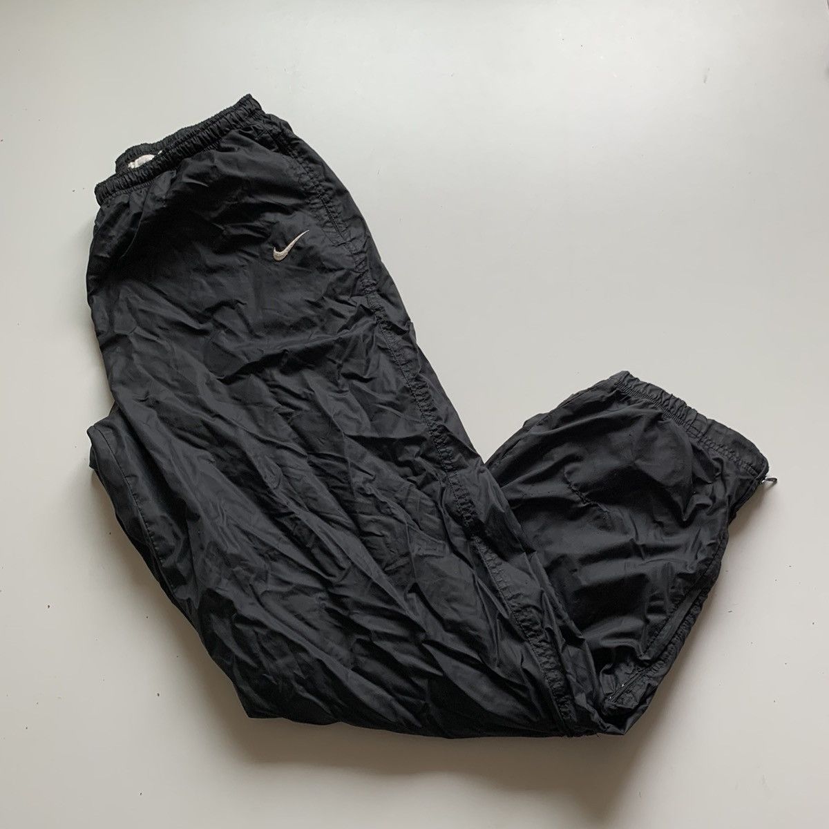 Nike × Vintage Vintage 90s Nike embroidered swoosh track pants black ...