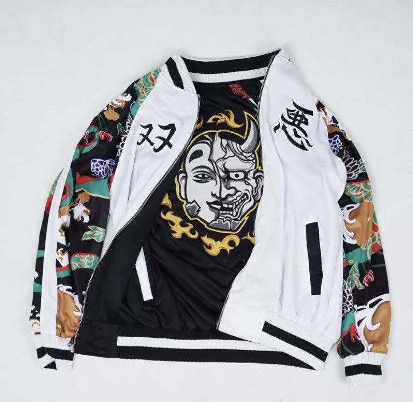 Bomber Jacket Sukajan jacket reversible Angry x smiley kawa brothers ...
