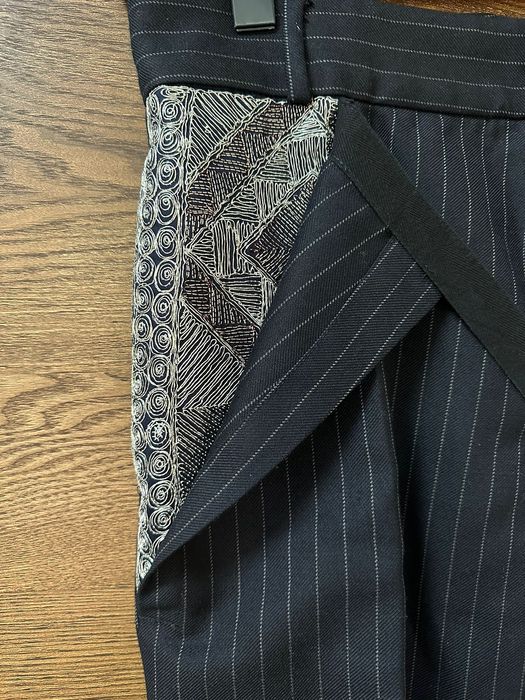 Dries Van Noten SS 2015 pinstripe embroidery wrap pant | Grailed