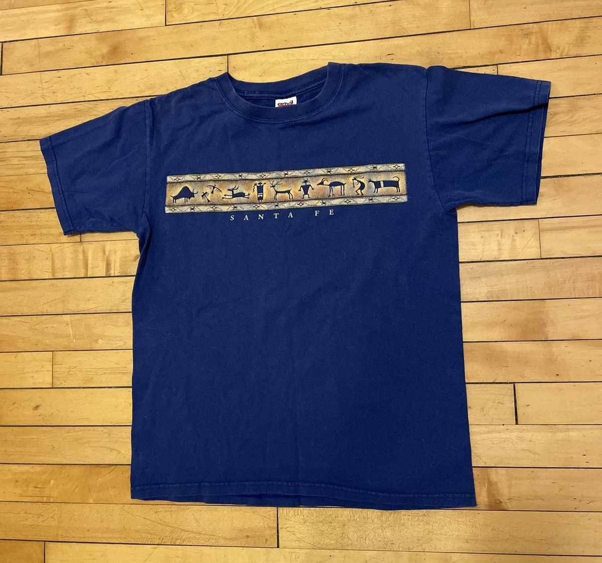 Vintage Vintage 90s Anvil Santa Fe Tribal Hieroglyphics Tee Medium ...