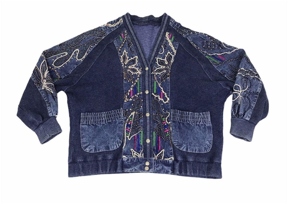 Art × Cardigan × The Button Up Cardigan Style Art Embroidery Sashiko ...