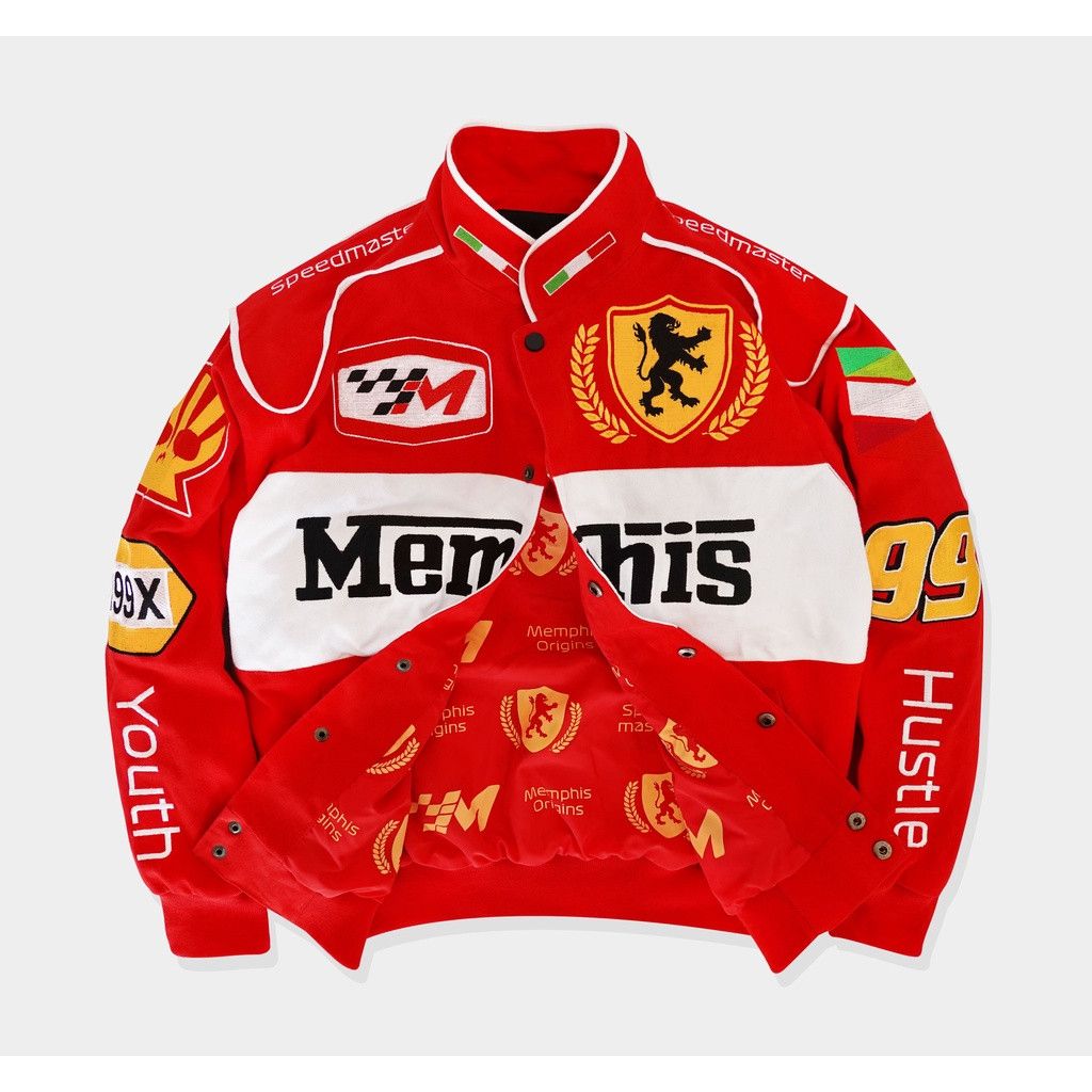 Bomber Jacket LIMITED JACKET RACING SPEED RED EDITION FULL EMBROIDERY ...