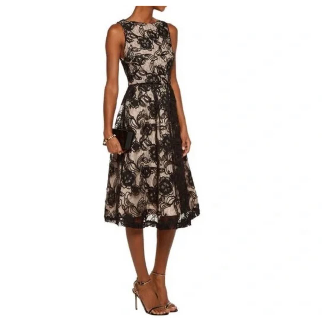 Alice + Olivia Alice & Olivia Black & Nude Seraphina Lace Midi Dress | Grailed