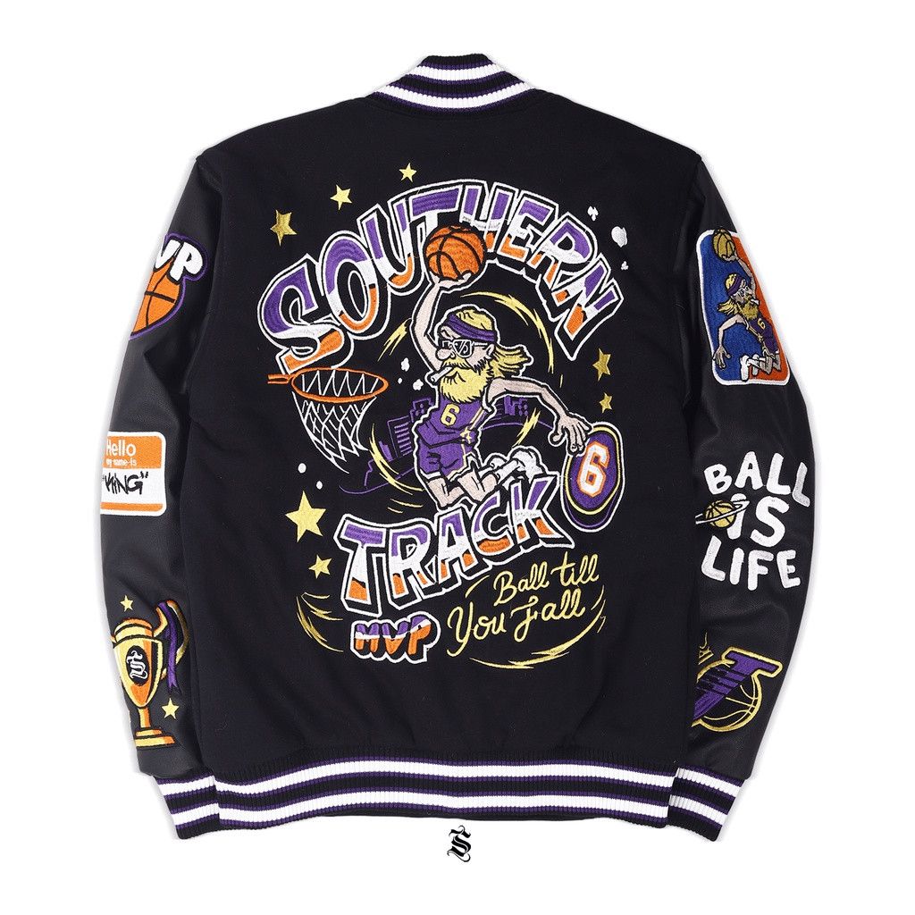 Bomber Jacket VARSITY JACKET BASKET BALL CARTOON ART | Grailed