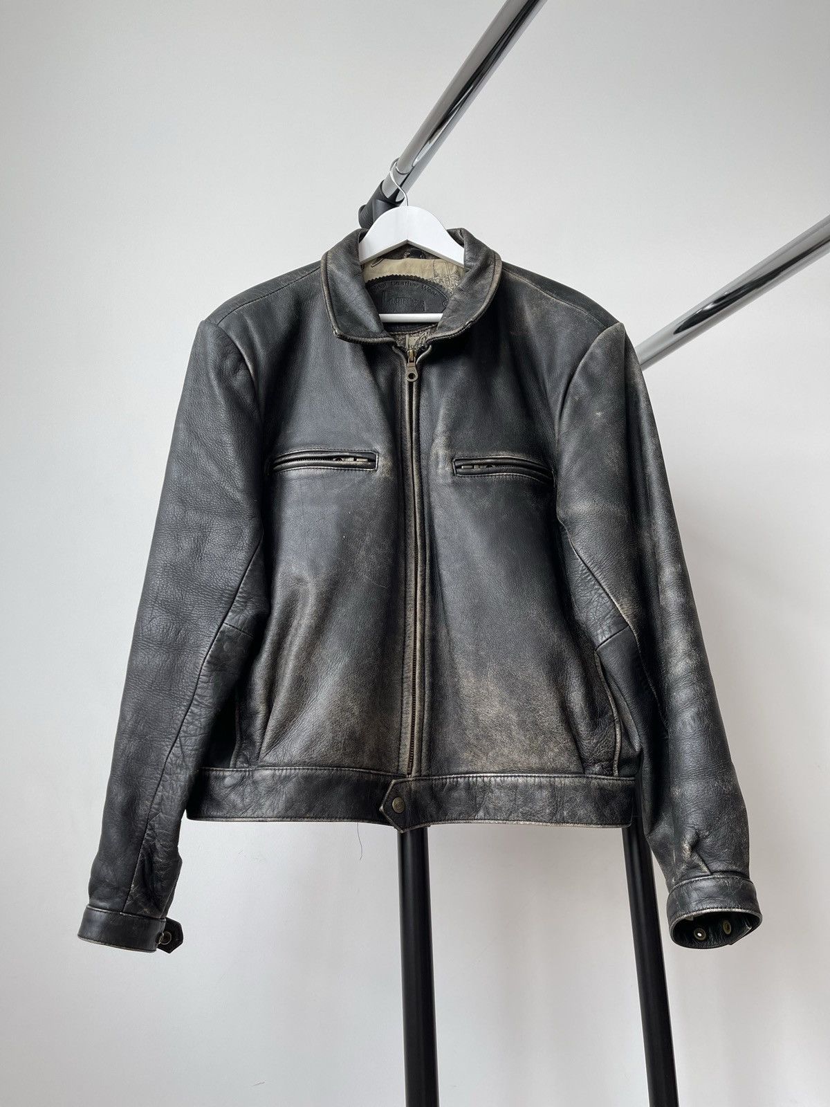 Genuine Leather × Leather Jacket × Vintage Vintage Trapper Distressed ...