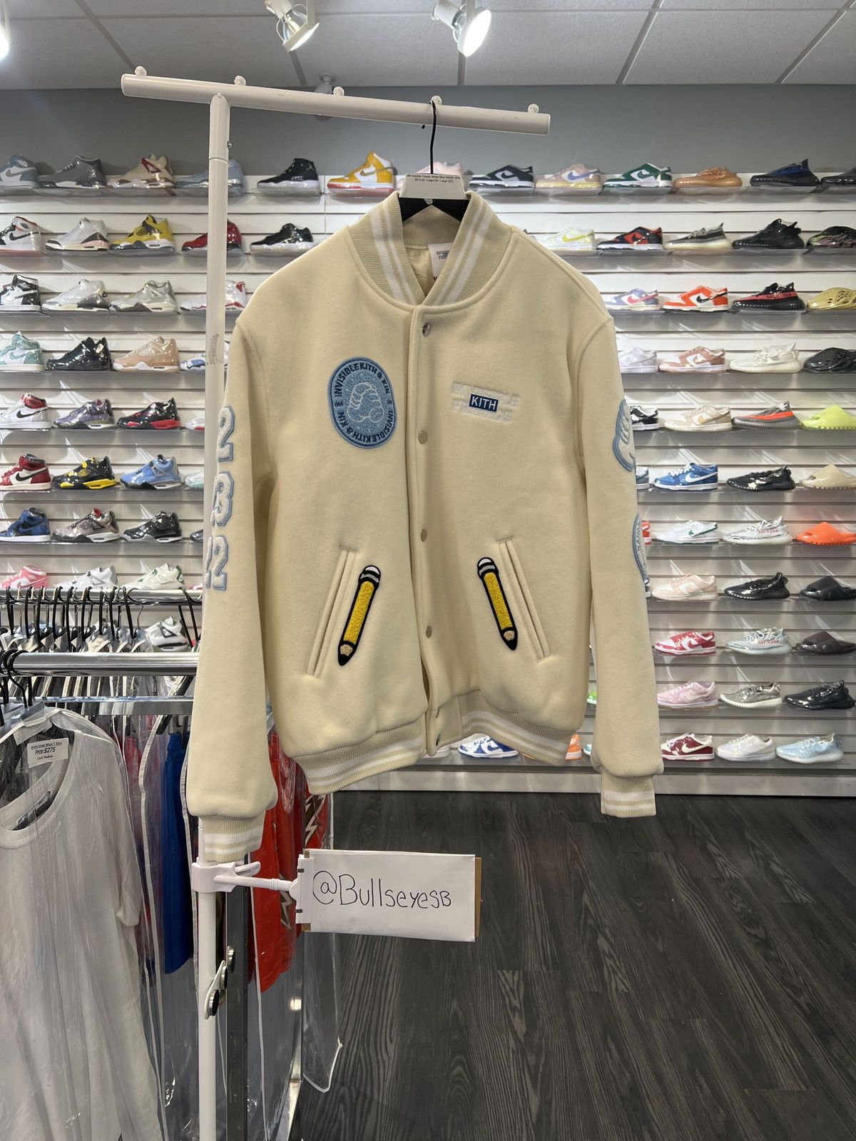 Kith Kith Invisible Friends White/Blue Varsity Jacket | Grailed