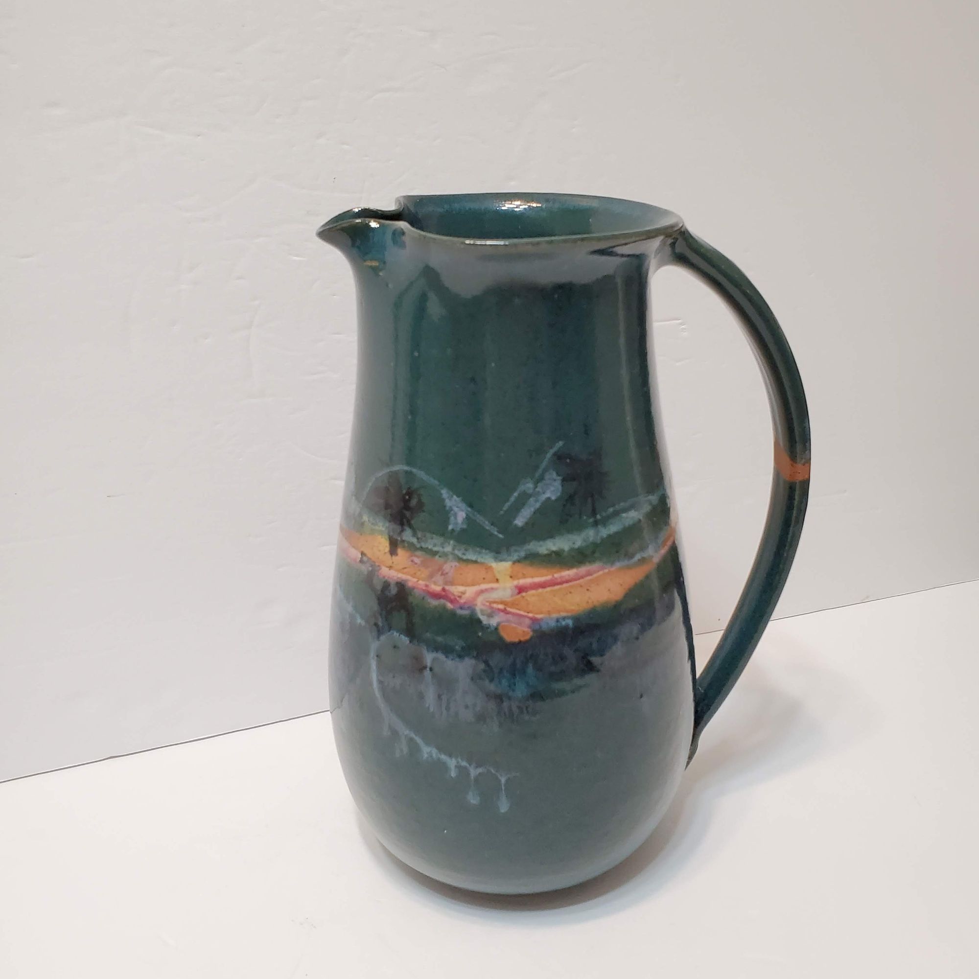 Vintage Timothy Weber Pottery Pitcher, Signed, Hand Thrown, Teal | Grailed
