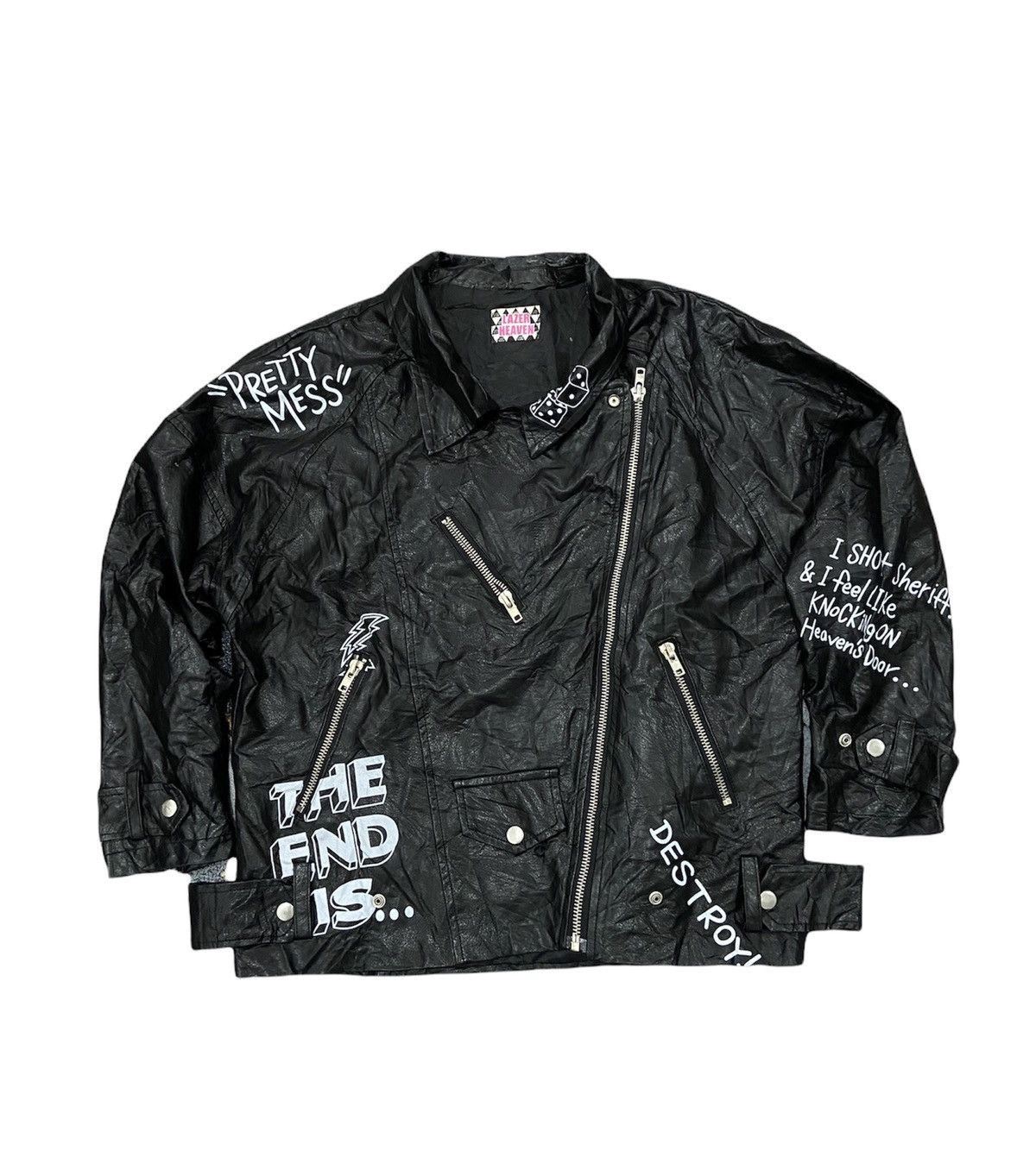 Japanese Brand Lazer Heaven Destroy Punk double collar jacket | Grailed