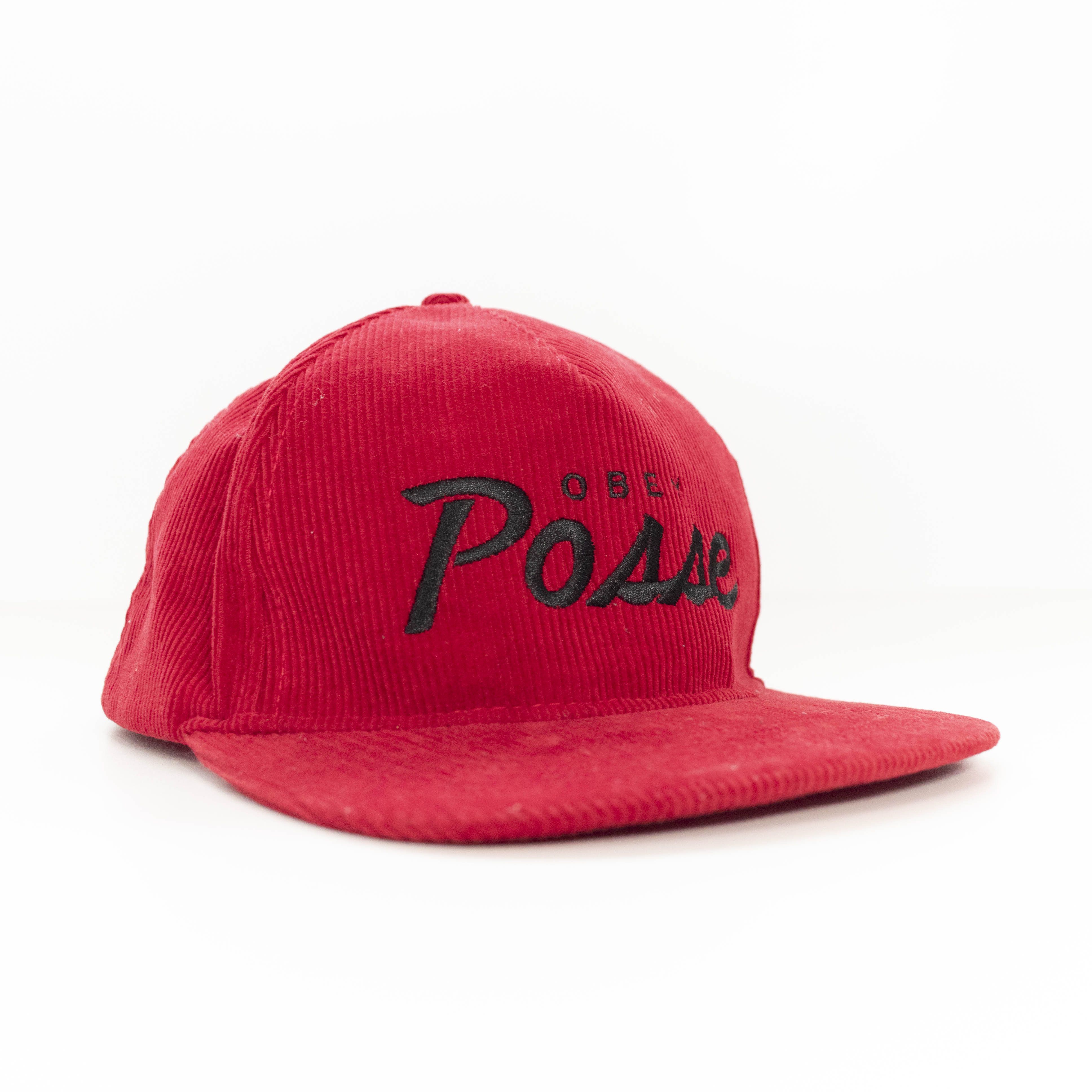 Vintage Obey Posse Script Corduroy Snapback Hat | Grailed