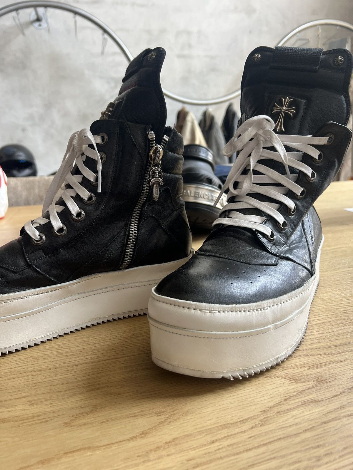 Rick Owens Sz 44 Chrome Hearts x Rick Owens Custom Geobaskets | Grailed