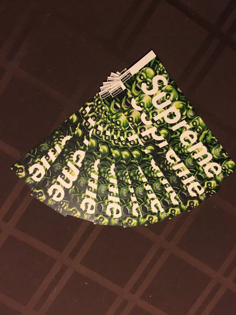 Supreme Supreme Skull Pile Bogo Sticker Green Glow | Grailed