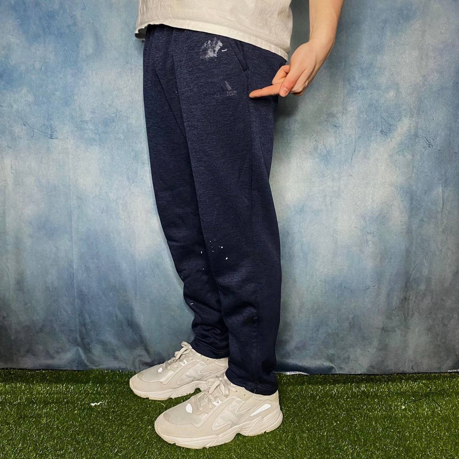 Adidas Paint Splattered Adidas Sweatpants Navy Blue | Grailed