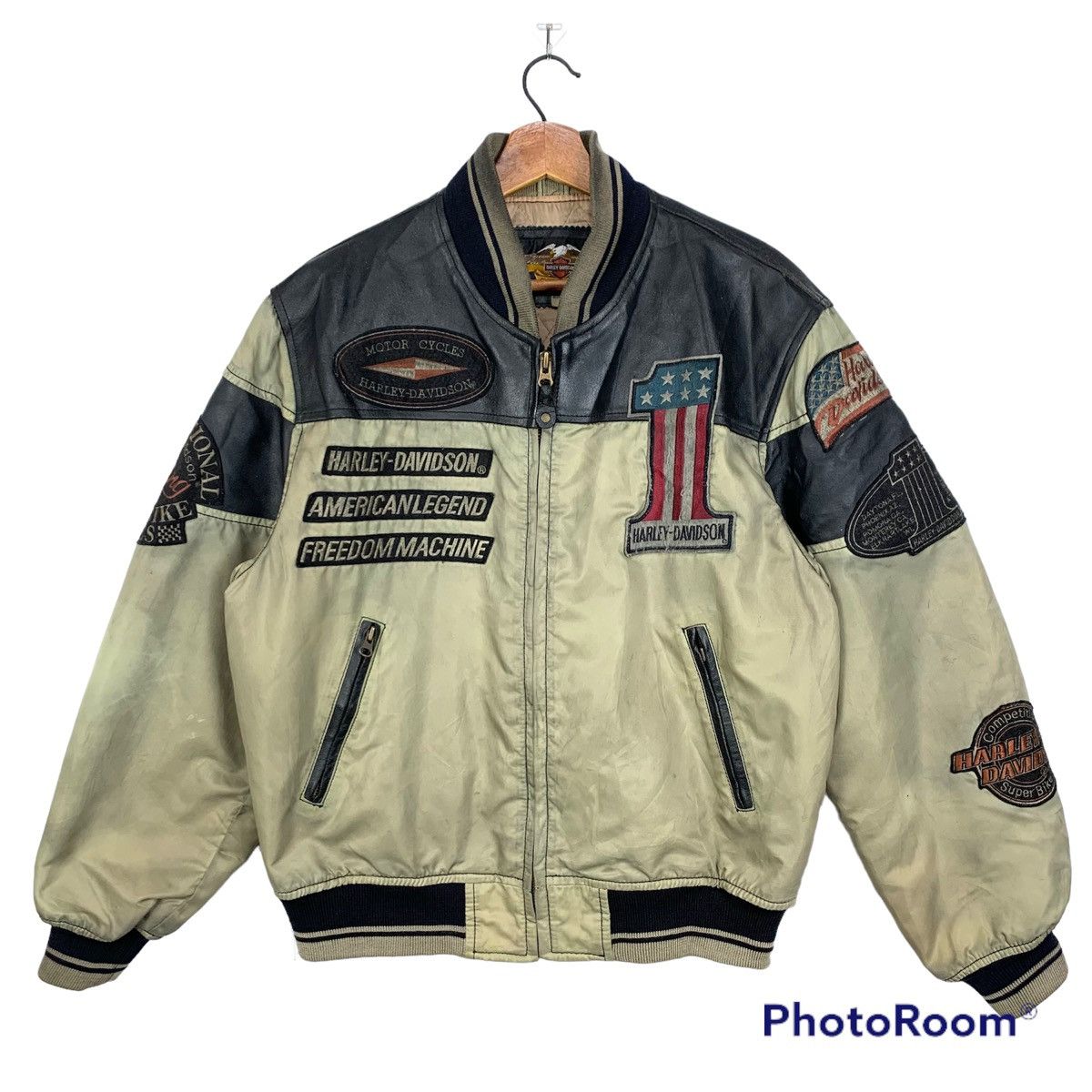 Harley Davidson × Vintage Harley Davidson Motorcycle Club Half Leather ...