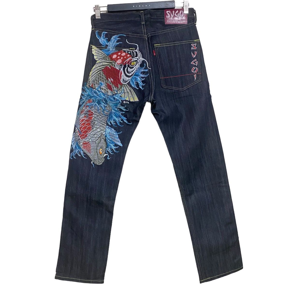 Dragonfly × Japanese Brand SUGOI JAPAN TATTOO Denim Embroidery Fish Koi ...
