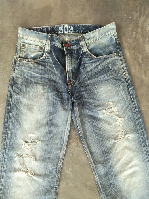Vintage Vintage Distressed Edwin 503 Rust Blue Flared Jeans 32x30.5 | Grailed
