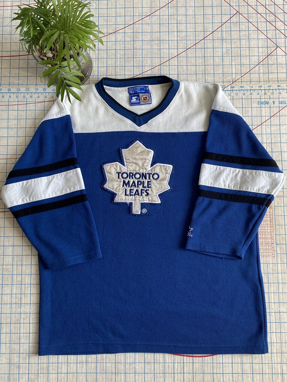 NHL × Starter × Vintage Starter Toronto Maple Leafs 3/4 Sleeve Jersey ...
