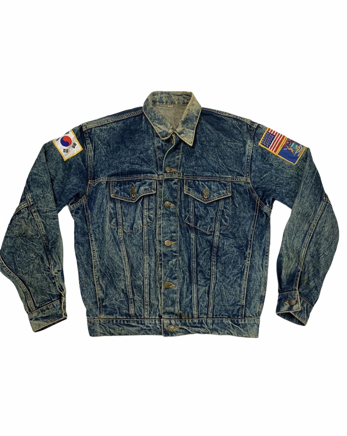 Guess × Vintage Vintage 90s acid wash Guess denim jacket embroidery ...