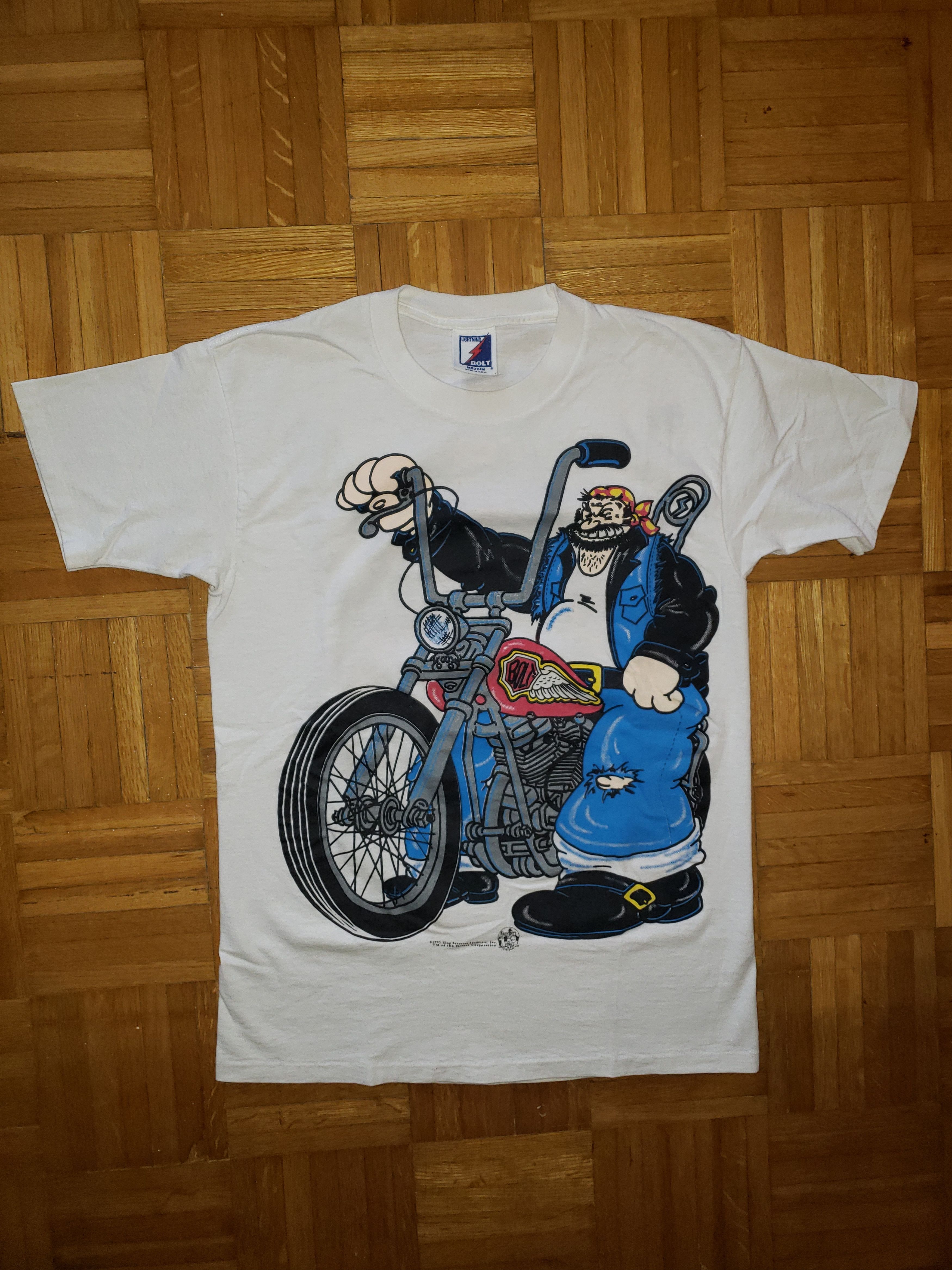 Vintage Vintage 1993 Brutus Popeye Biker Shirt Lightning Bolt | Grailed